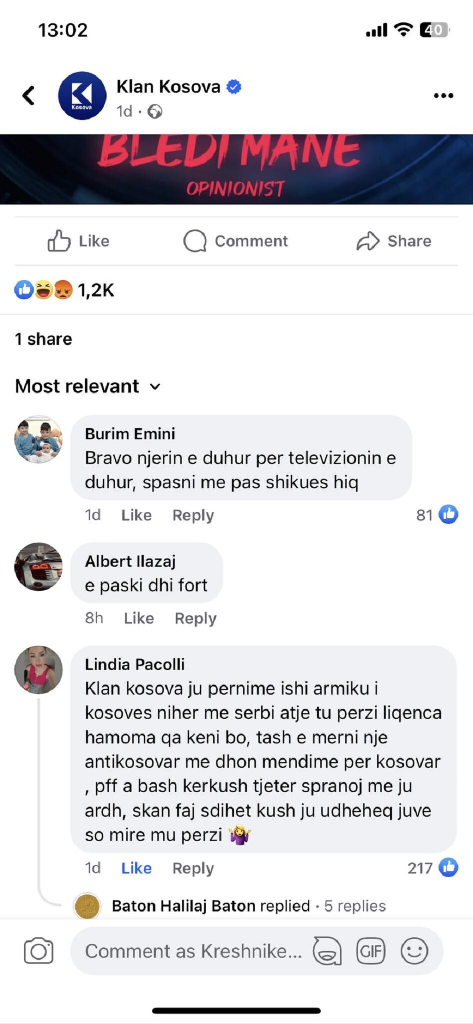 Prezantuan Bledi Mane si opinionist, revoltohen lexuesit e “Klan Kosova”